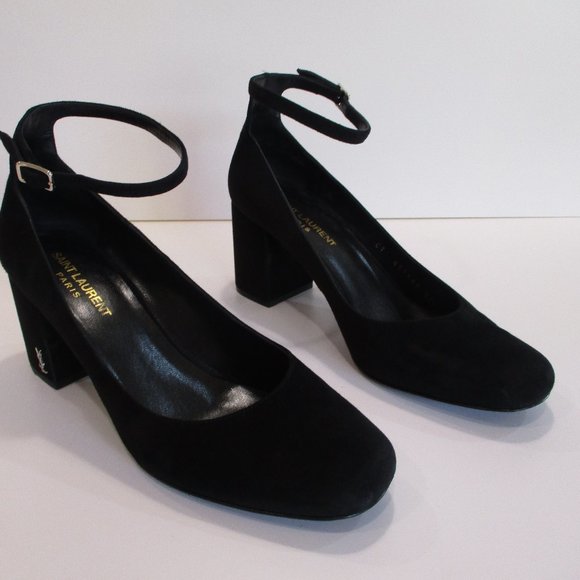 Saint Laurent | Shoes | Ysl Saint Laurent Black Suede Mary Jane Block ...